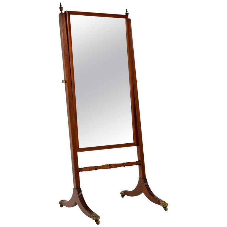 Antique Regency Mahogany Cheval Mirror For Sale at 1stDibs