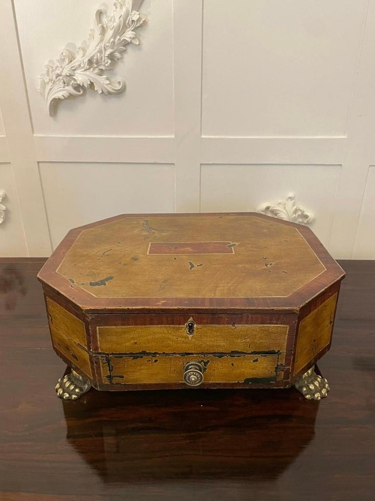 Antique Regency Painted Sewing Box For Sale at 1stDibs