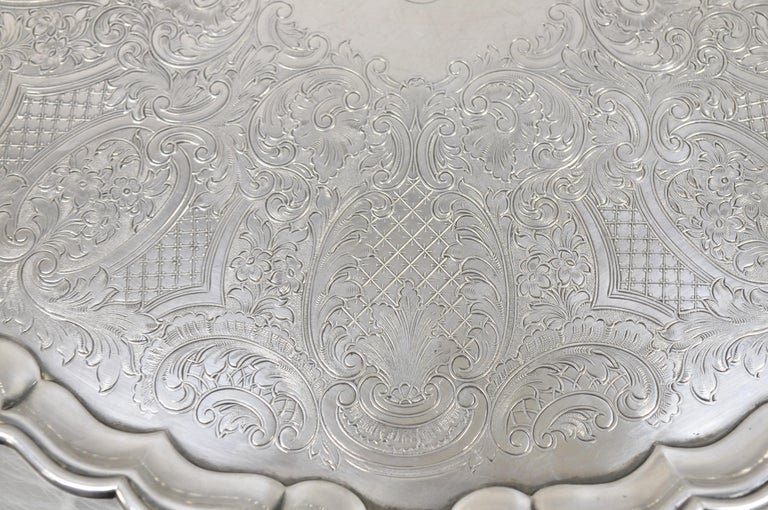 Antique Regency Silver Plate Scalloped Edge Floral Scrollwork Platter ...