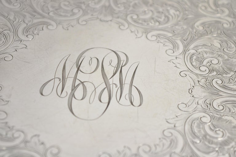 Antique Regency Silver Plate Scalloped Edge Floral Scrollwork Platter ...