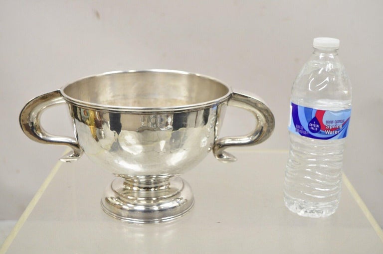 Antique Regency Silver Plated Thick Twin Handle Hand Hammered Trophy ...