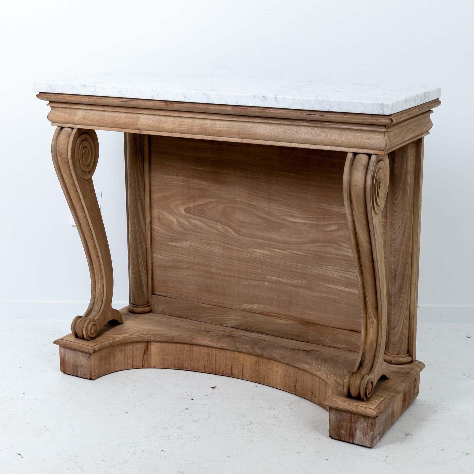 Antique Regency Style Bleached Mahogany Marble Top Console For Sale at ...