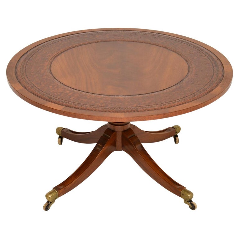 Antique Regency Style Leather Coffee Table For Sale at 1stDibs