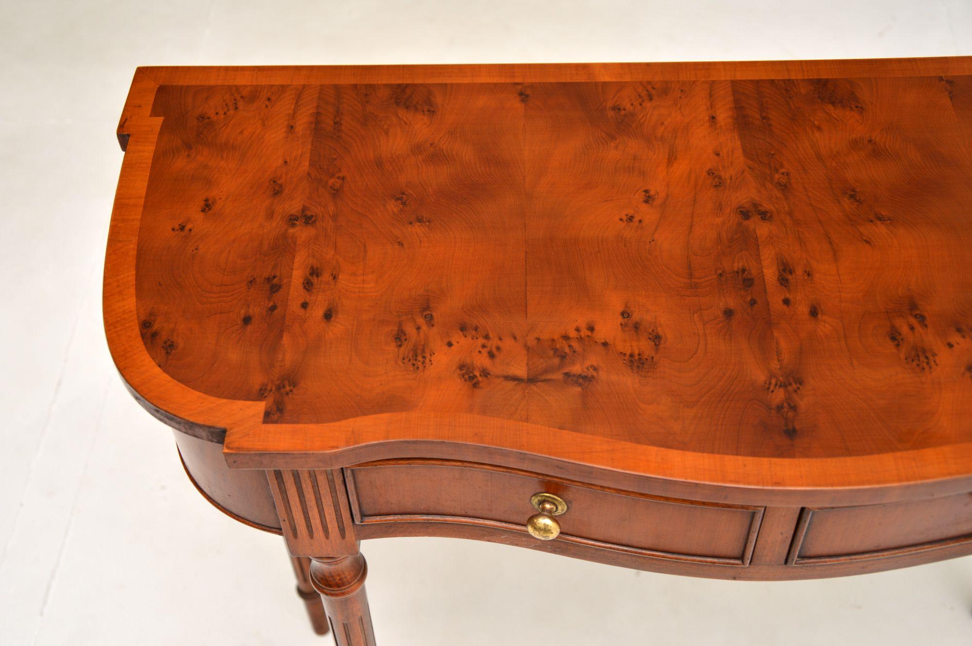 Antique Regency Style Yew Wood Console Table For Sale at 1stDibs