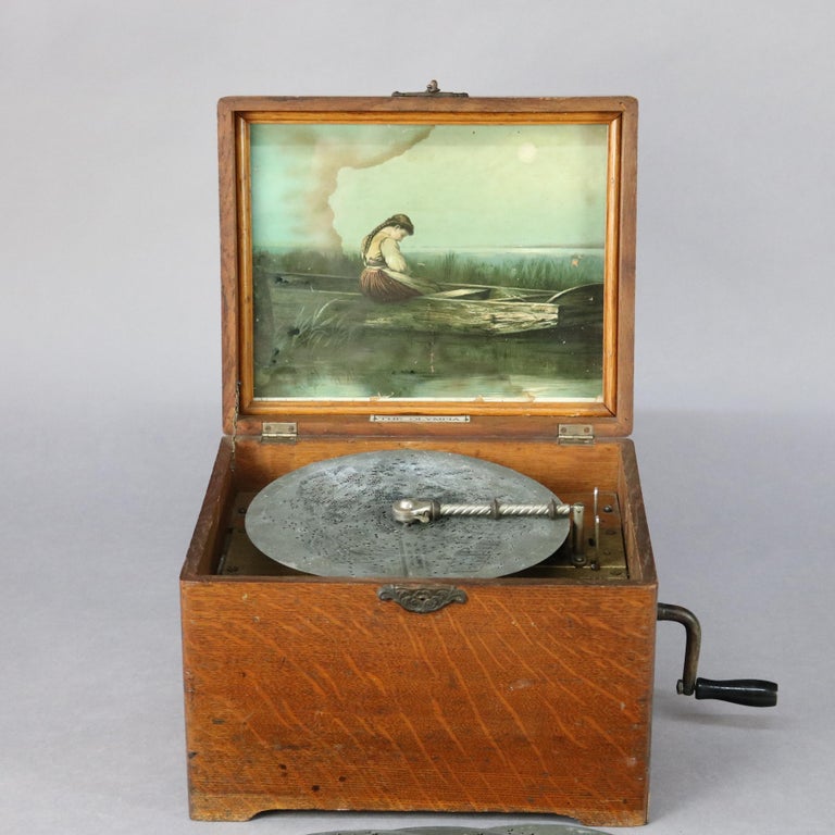Antique Regina "the Olympia" Music Box with 6 Discs, circa 1890 at 1stDibs
