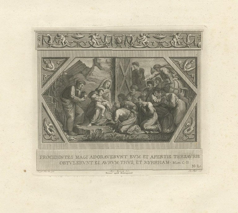 Antique Religion Engraving Illustrating Vatican Frescos Painted by ...