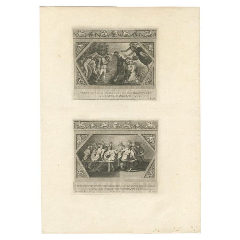 Antique Religion Print of God Appearing to Isaac and Isaac and Rebecca ...