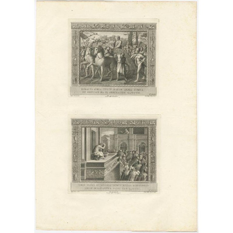 Antique Religion Print of King David, Having Subdued Syria, C.1850 For ...