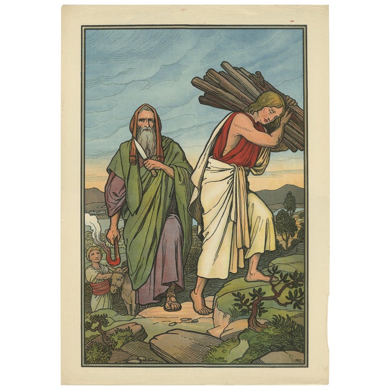 Antique Religion Print of the Sacrifice of Isaac, 1913 For Sale at 1stDibs