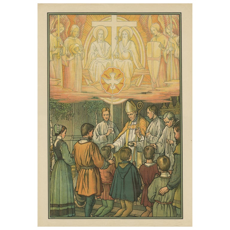 Impression religieuse ancienne des sept Sacraments, Confirmation, (1913 ...