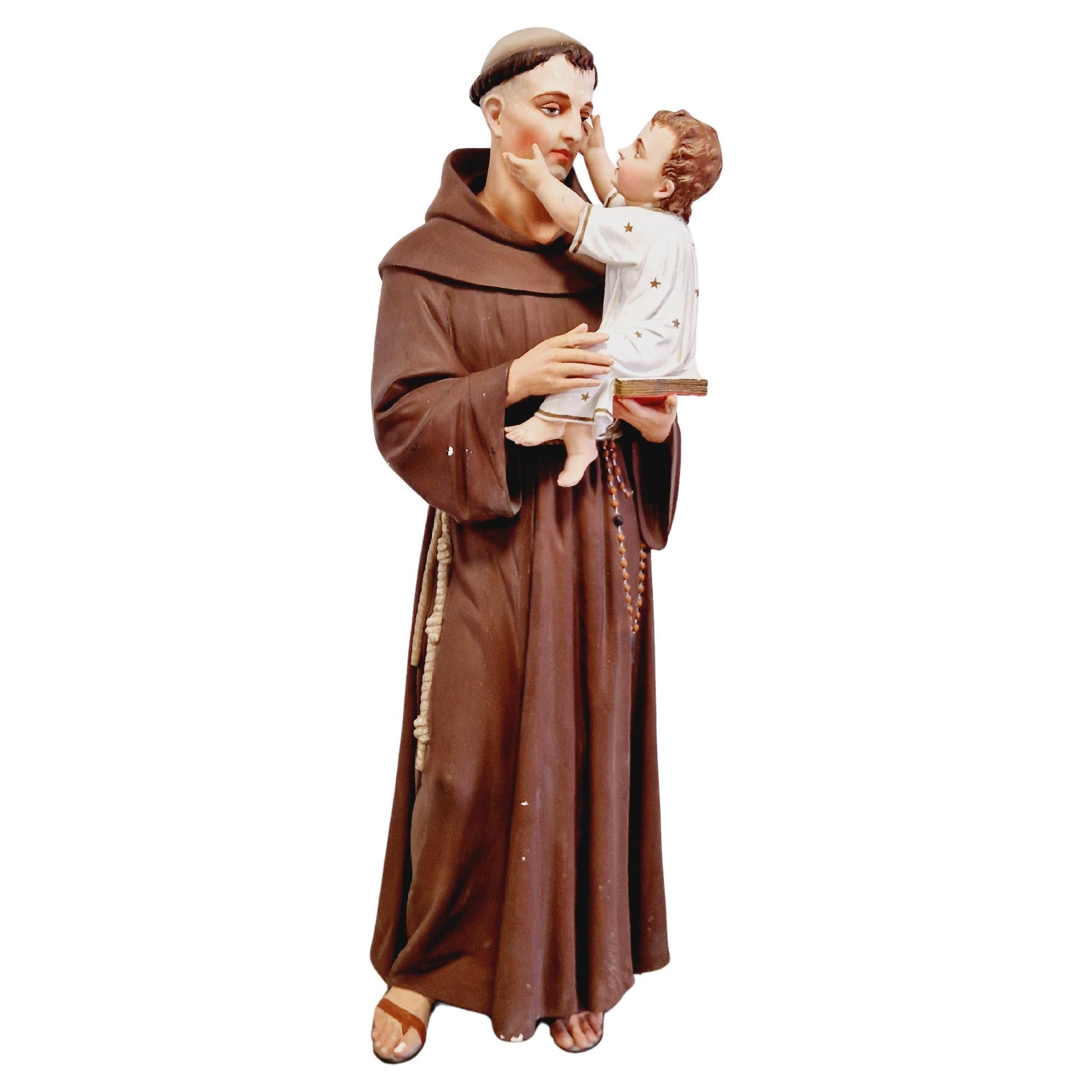 Antique Religious Statue Saint Anthony Church Sculpture For Sale at 1stDibs