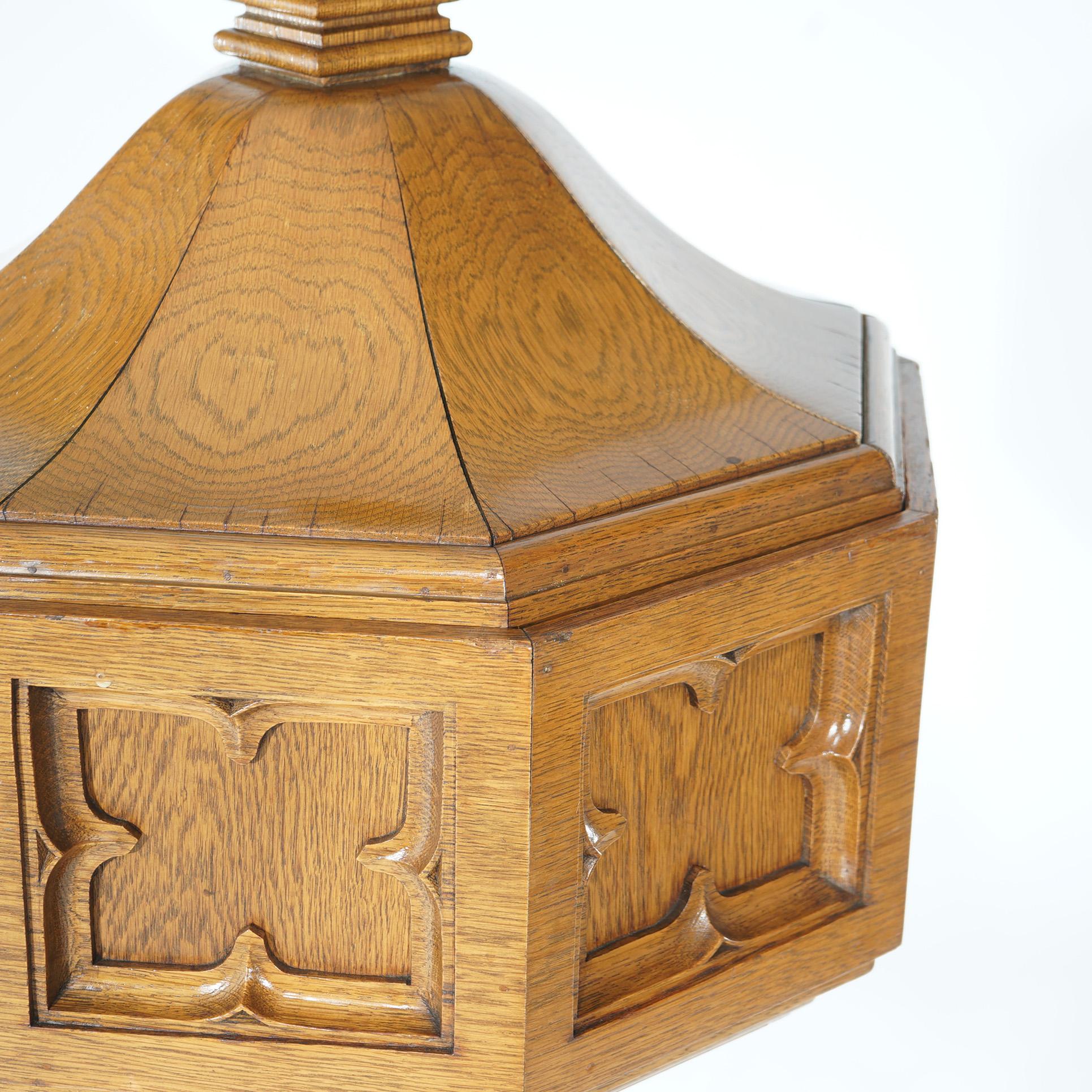 Antique Reliquary Baptismal Gothic Oak Octagonal Baptismal Cabinet ...
