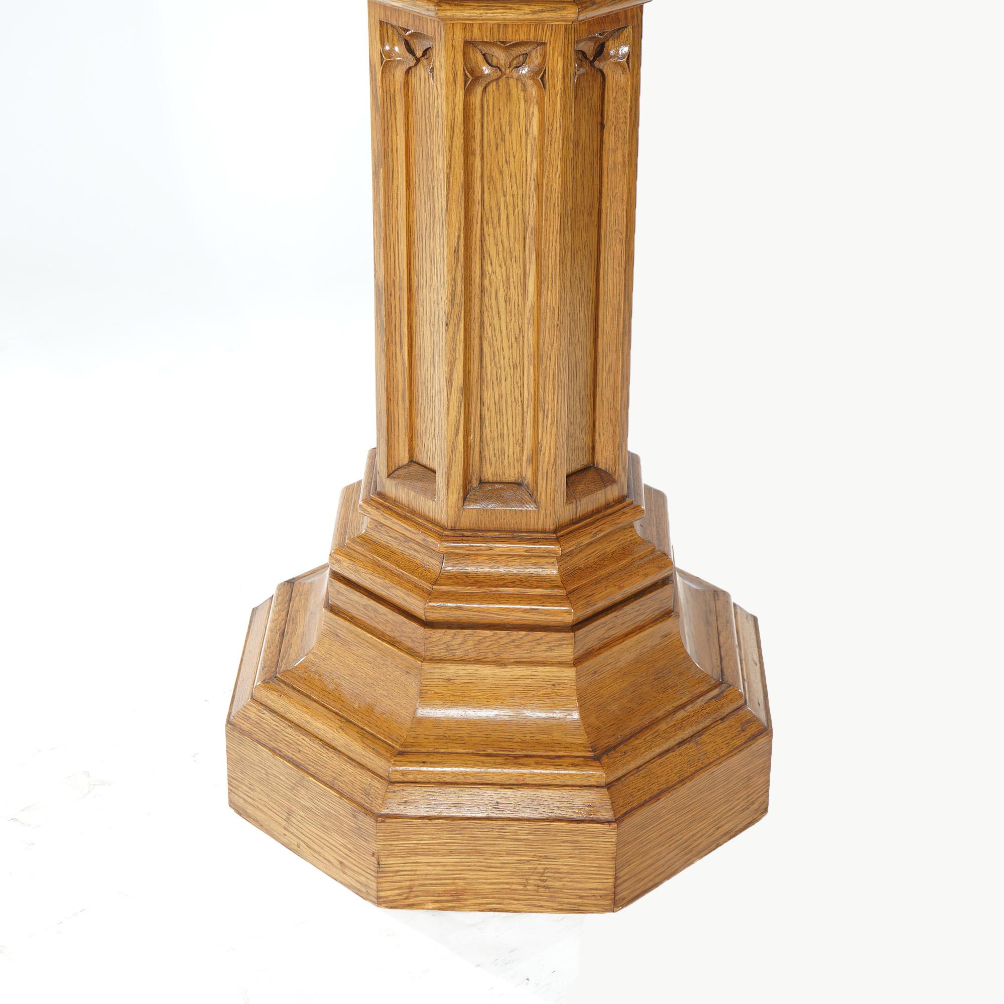 Antique Reliquary Baptismal Gothic Oak Octagonal Baptismal Cabinet ...