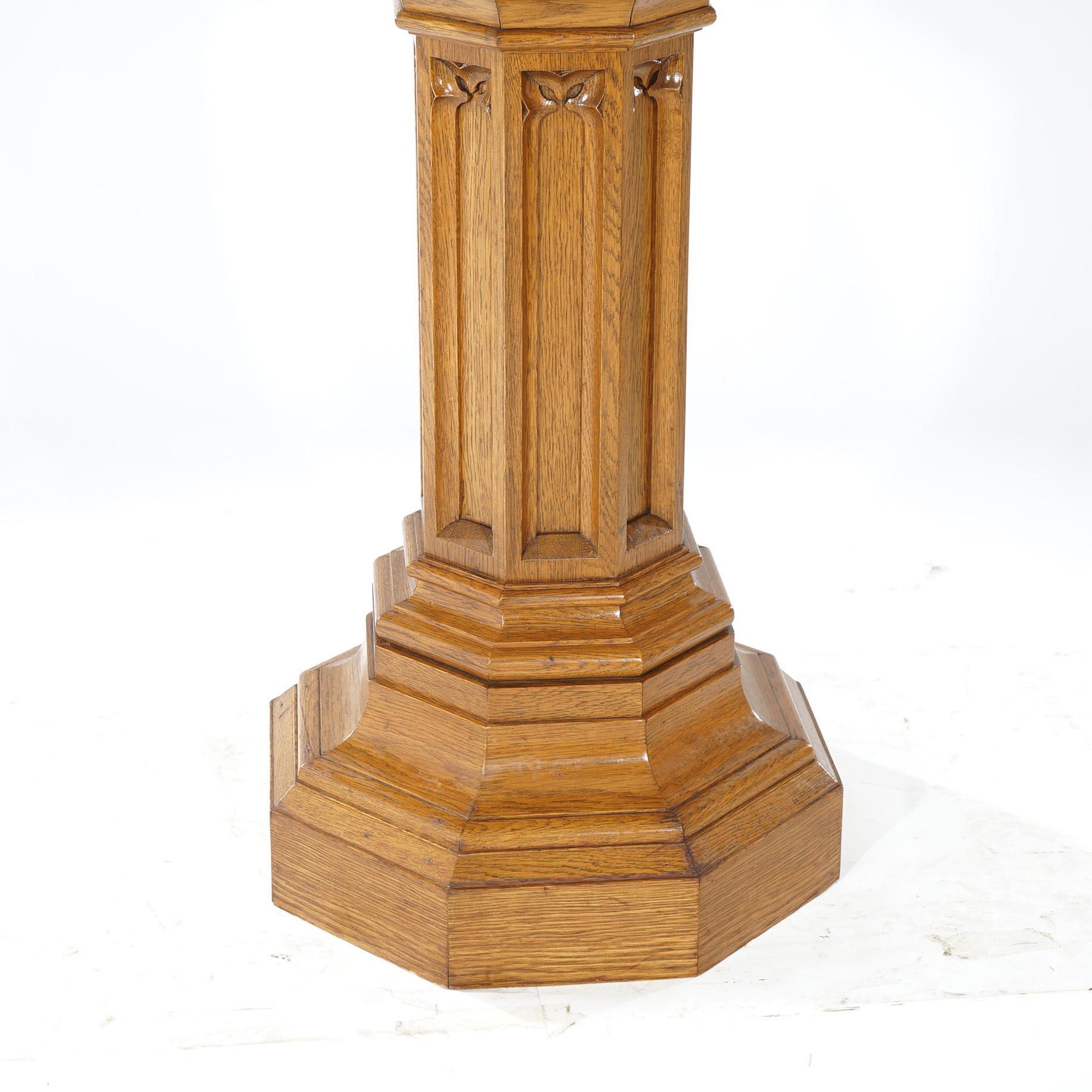 Antique Reliquary Baptismal Gothic Oak Octagonal Baptismal Cabinet ...