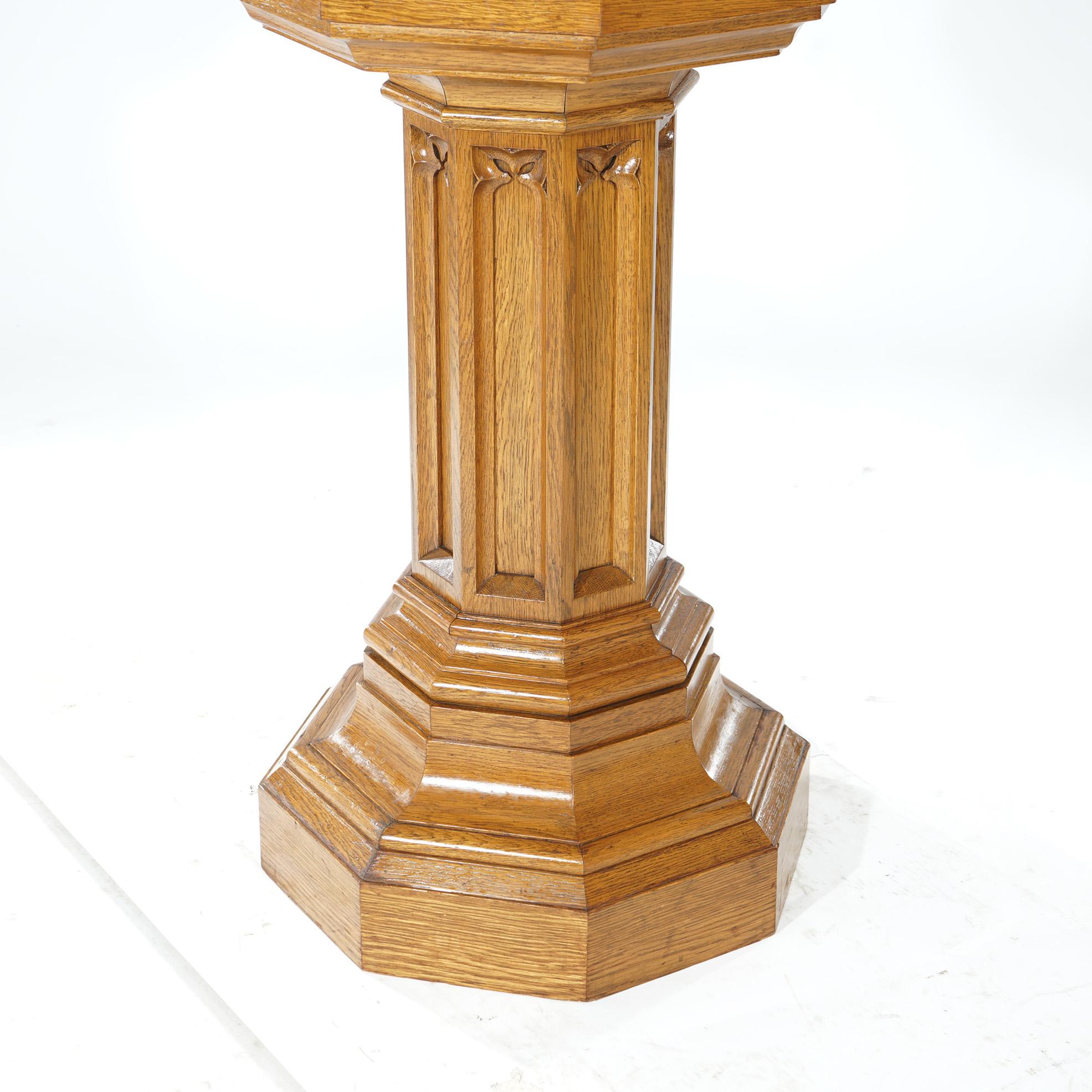 Antique Reliquary Baptismal Gothic Oak Octagonal Baptismal Cabinet ...