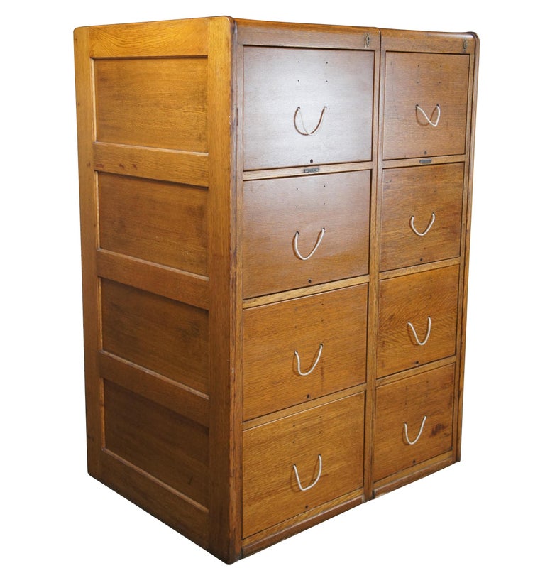 Antique Remington Rand Quartersawn Oak Library Bureau Double File ...