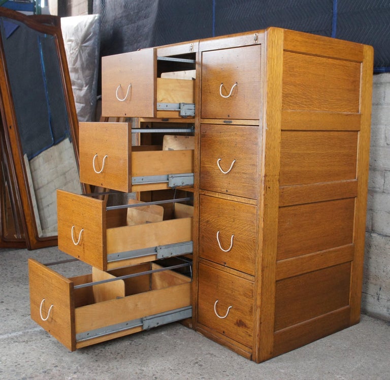 Antique Remington Rand Quartersawn Oak Library Bureau Double File ...