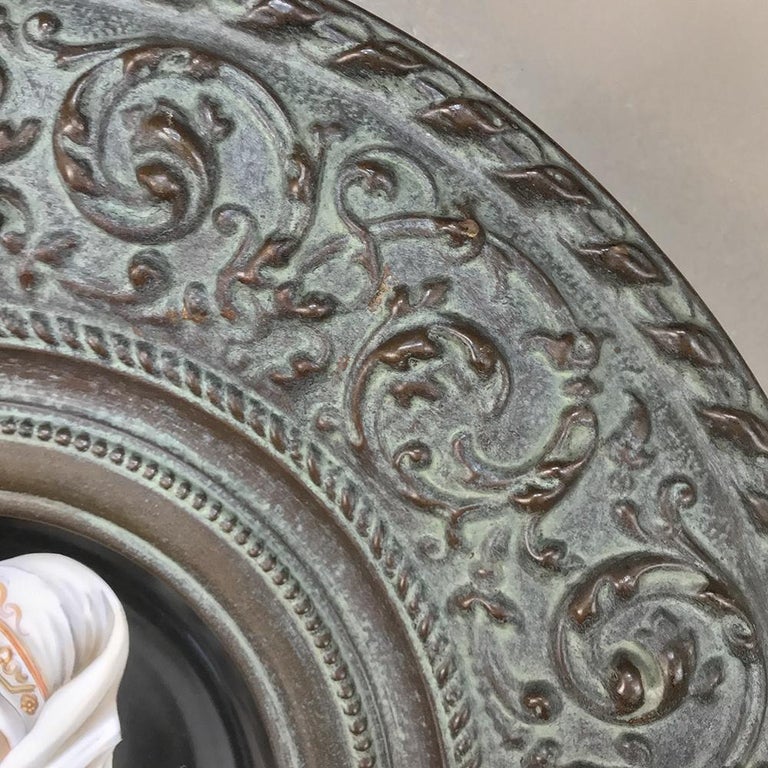 Antique Renaissance Embossed Platter with Painted Porcelain Portrait at ...