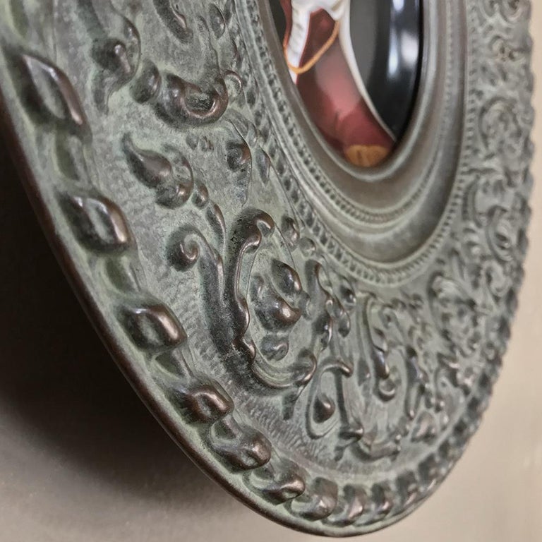 Antique Renaissance Embossed Platter with Painted Porcelain Portrait at ...