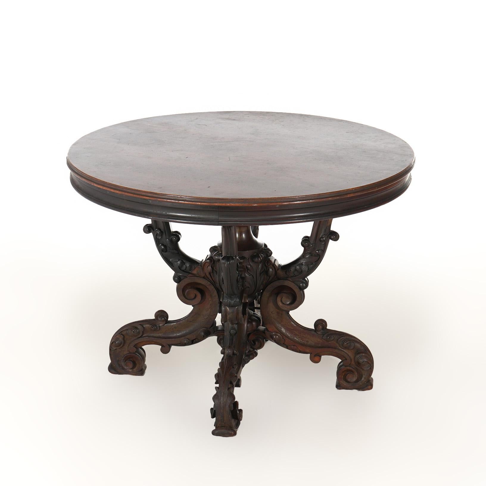 Antique Renaissance Revival Belter School Carved Rosewood Center Table ...