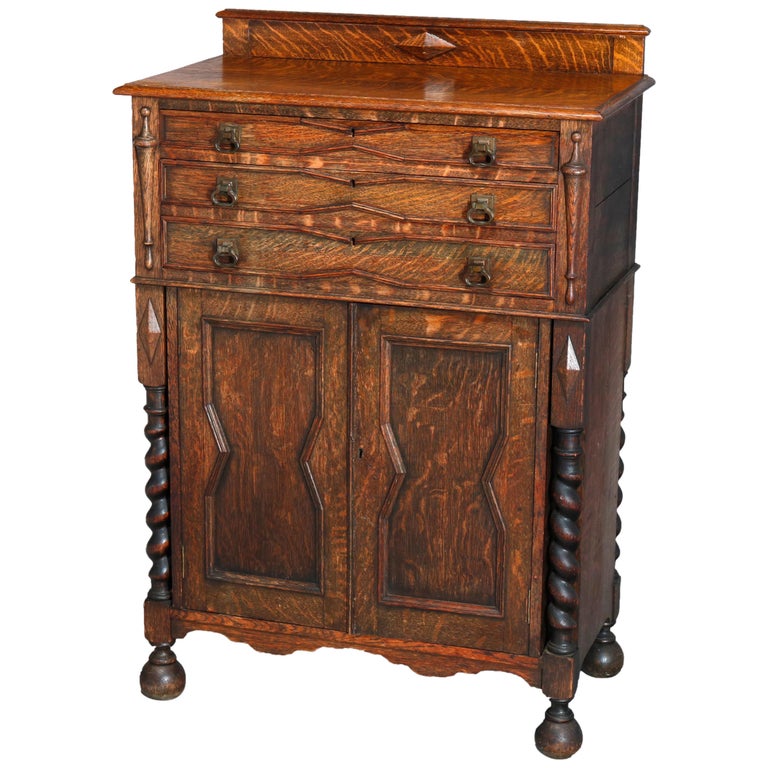 Antique Elizabethan Carved Oak Silver Chest of the Tolstoy Estate ...