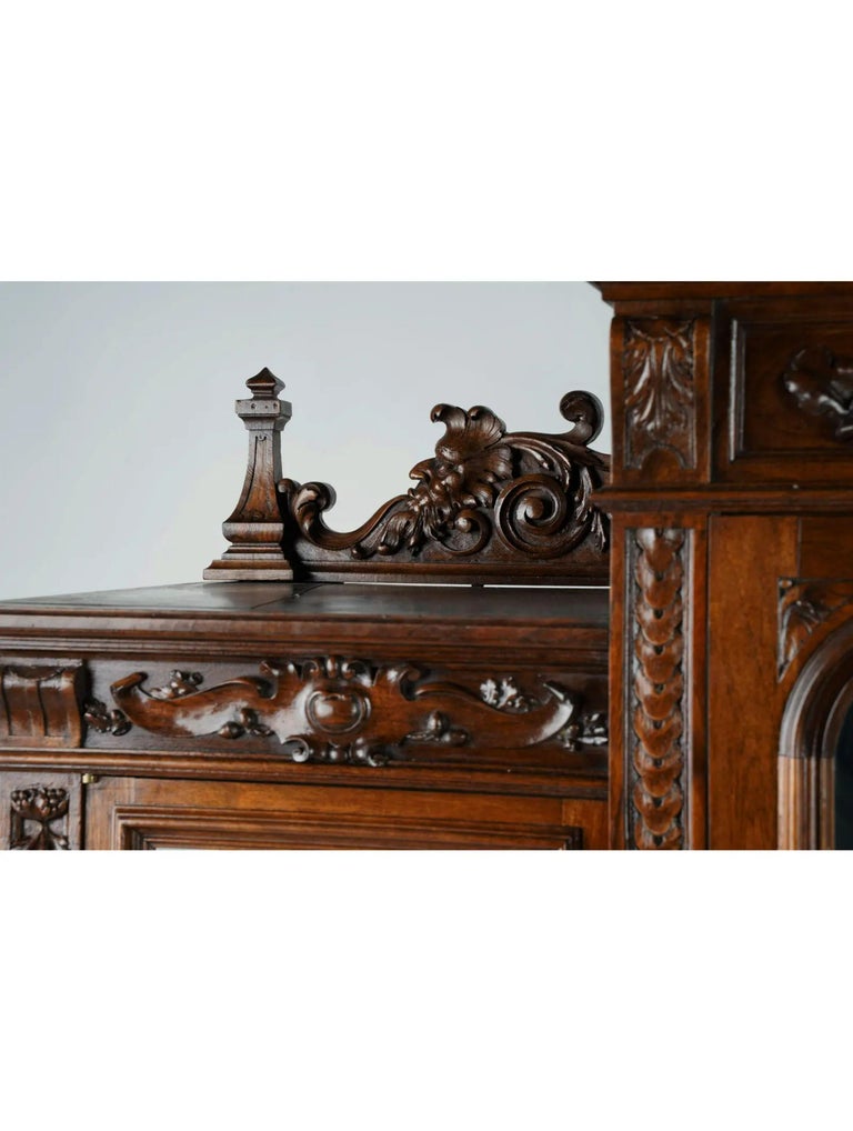 Antique Renaissance Revival Style Oak Vitrine Showcase Display Cabinet ...