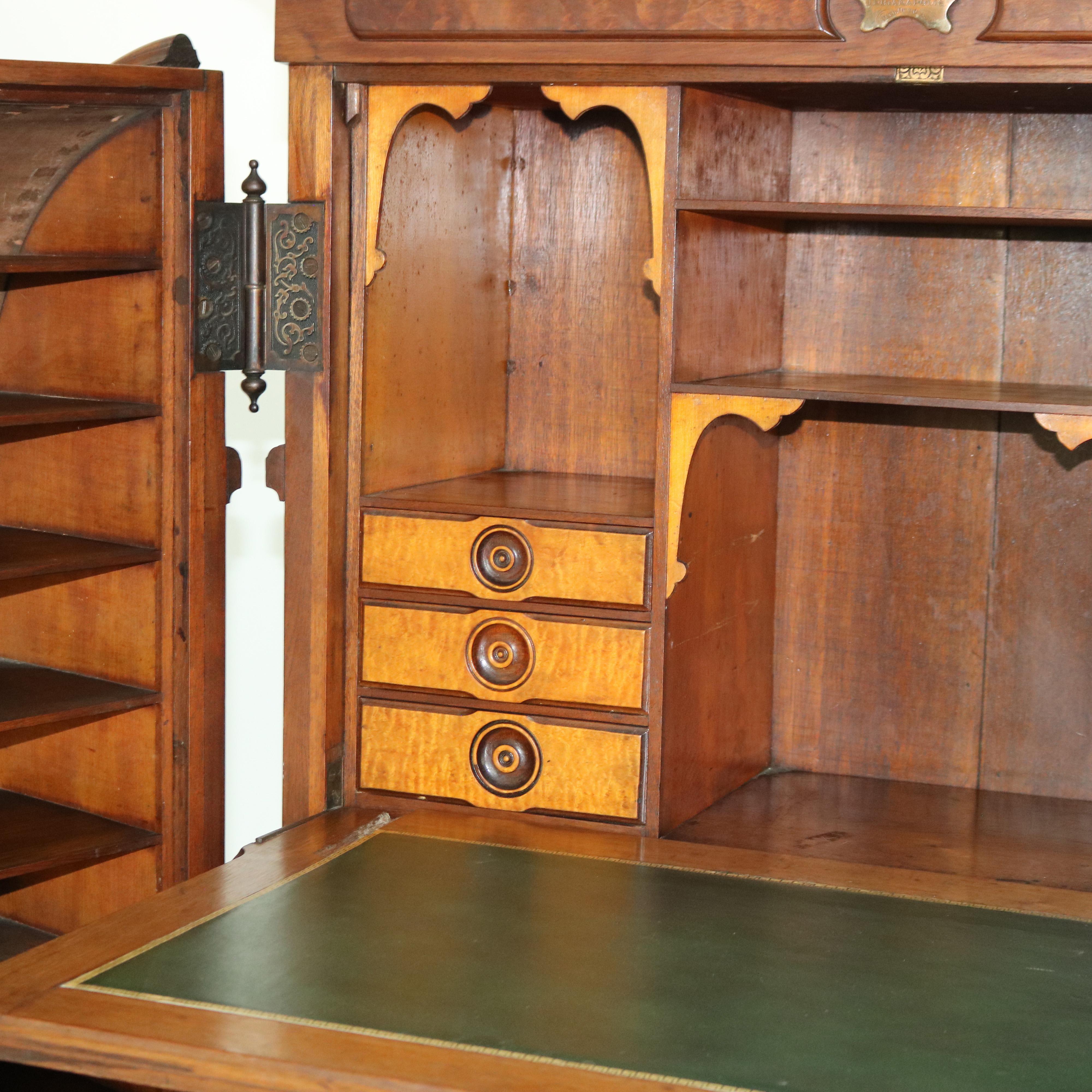 Antique Renaissance Revival Walnut and Burl Wooton Secretary Desk C1880 ...