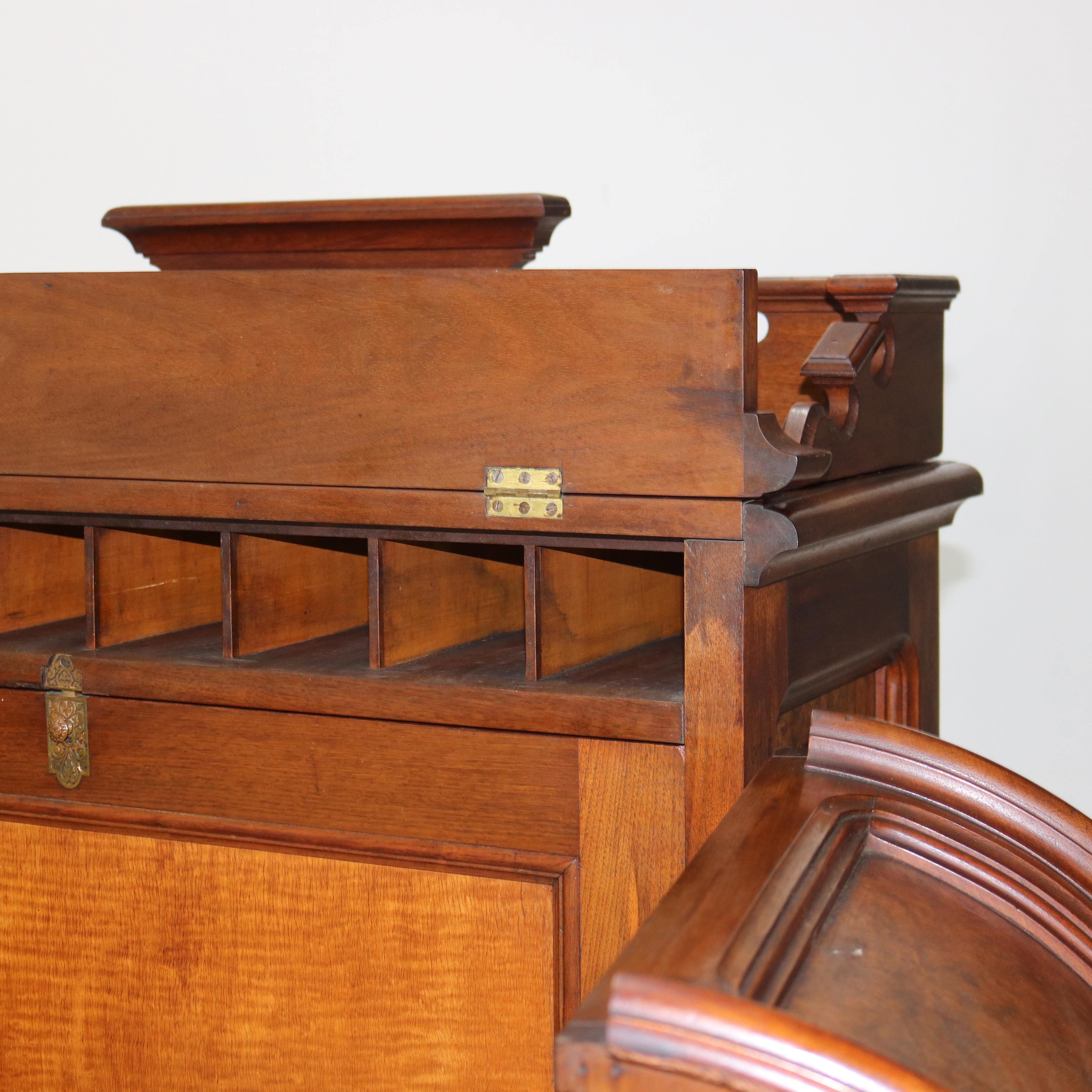 Antique Renaissance Revival Walnut and Burl Wooton Secretary Desk C1880 ...