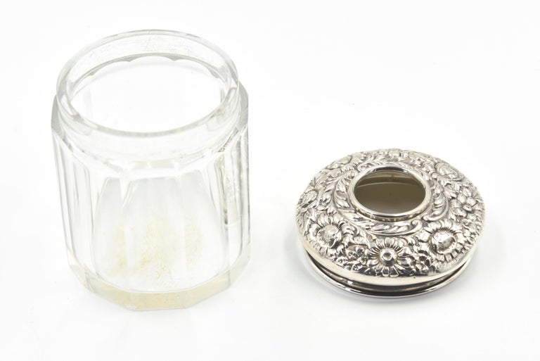 Antique Repose Sterling Flower Vanity Hair Receiver Jar by R Blackinton ...