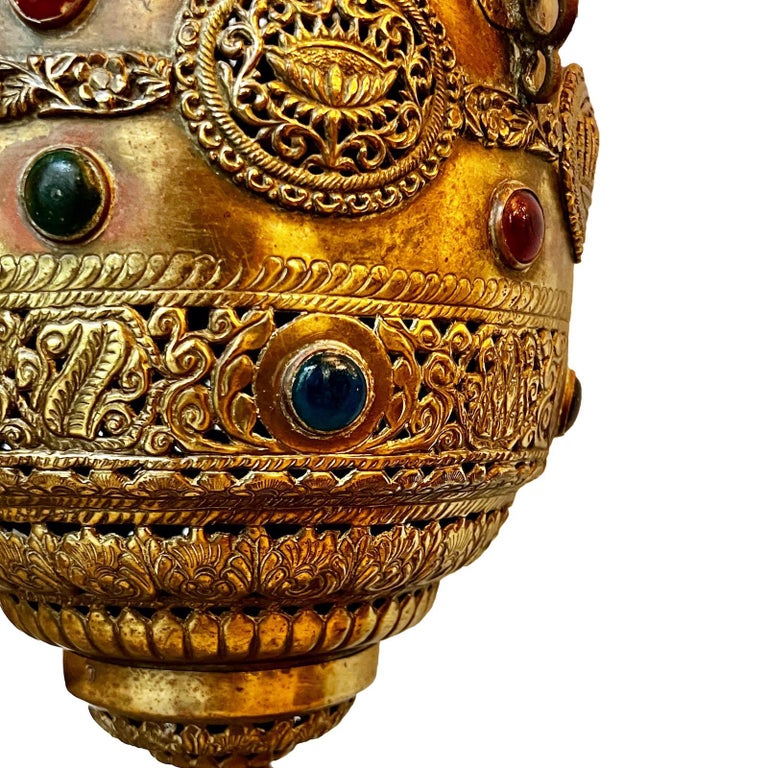 Antique Repousse' Metal Lantern For Sale at 1stDibs