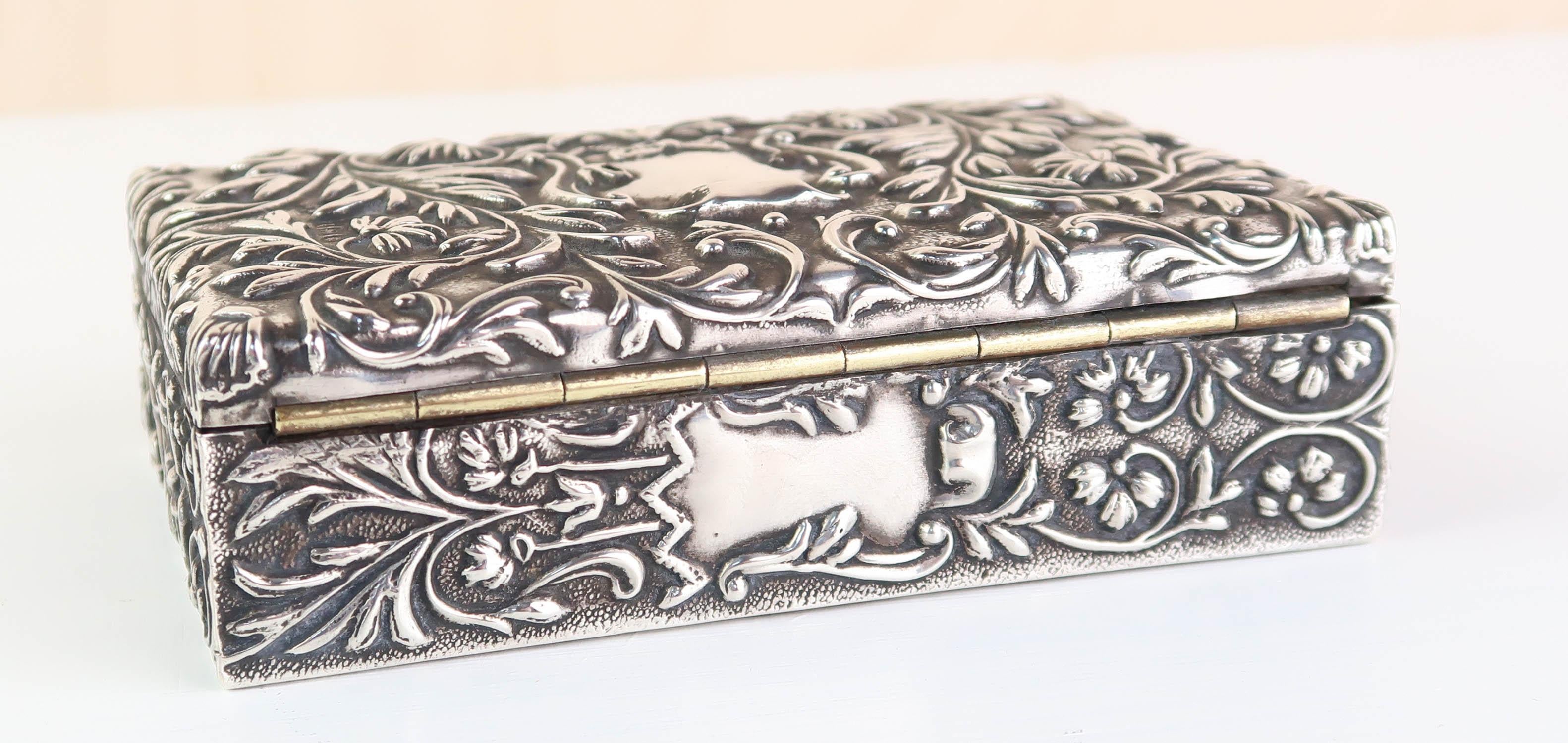 Antique Repousse Silver Stamp Box by Mappin and Webb, London, 1906 For ...