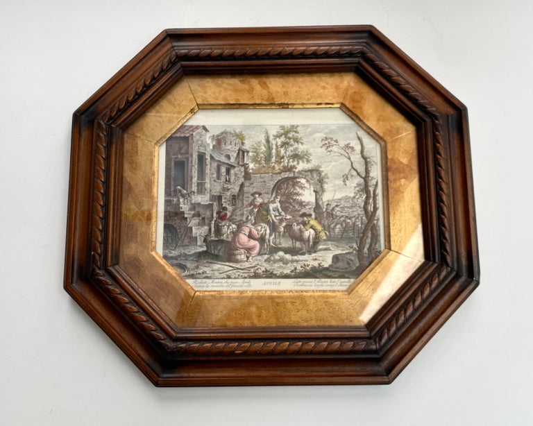 Antique Reproduced Litography of Giuseppe Zocchi «Aprile», Early 20th ...