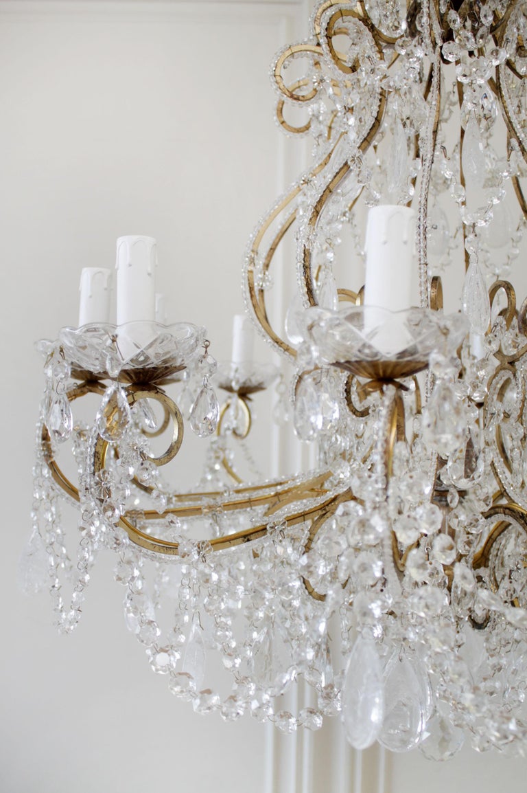 Antique Reproduction Italian Chandelier with Beaded Arms and Rock Style ...