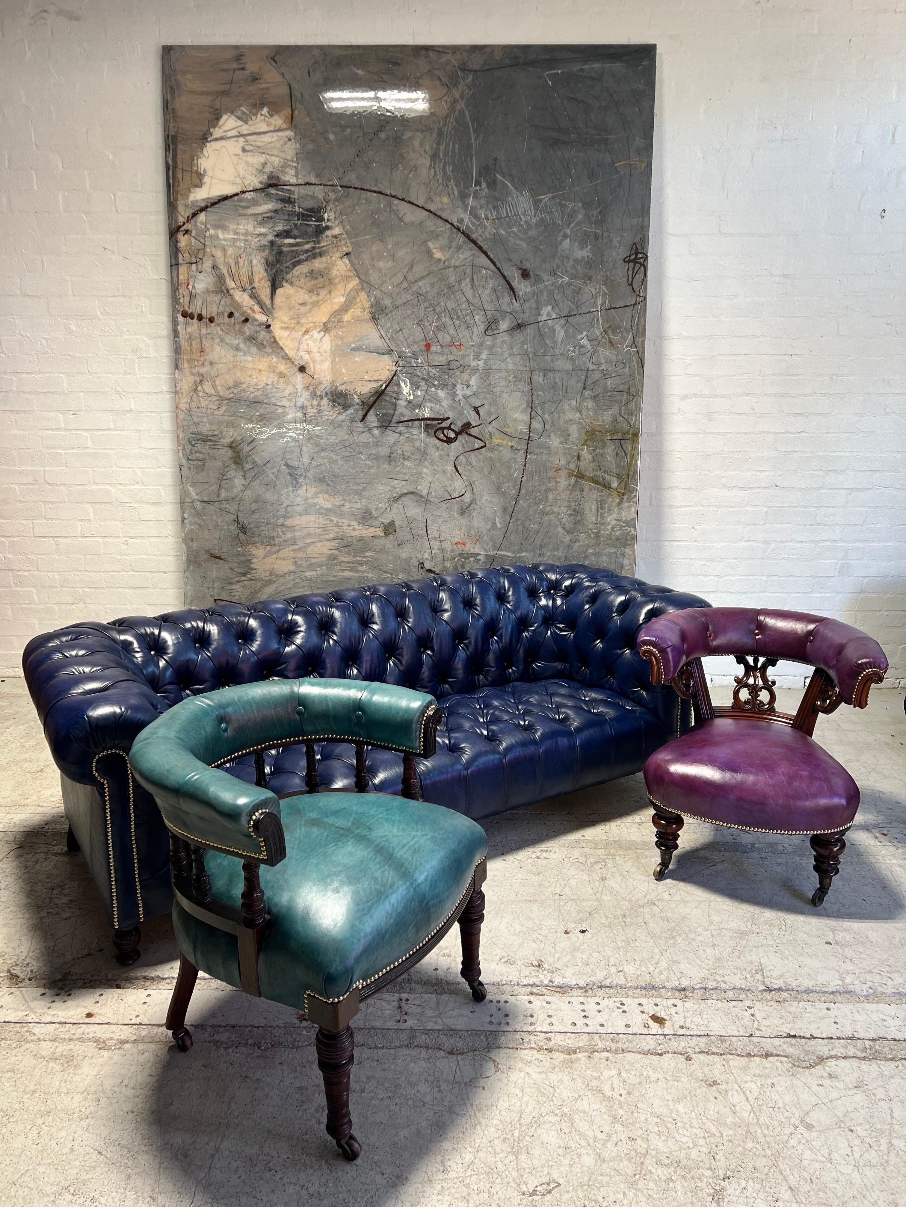 Antique Restored 19th Century Chesterfield Sofa in Hand Dyed Leathers ...