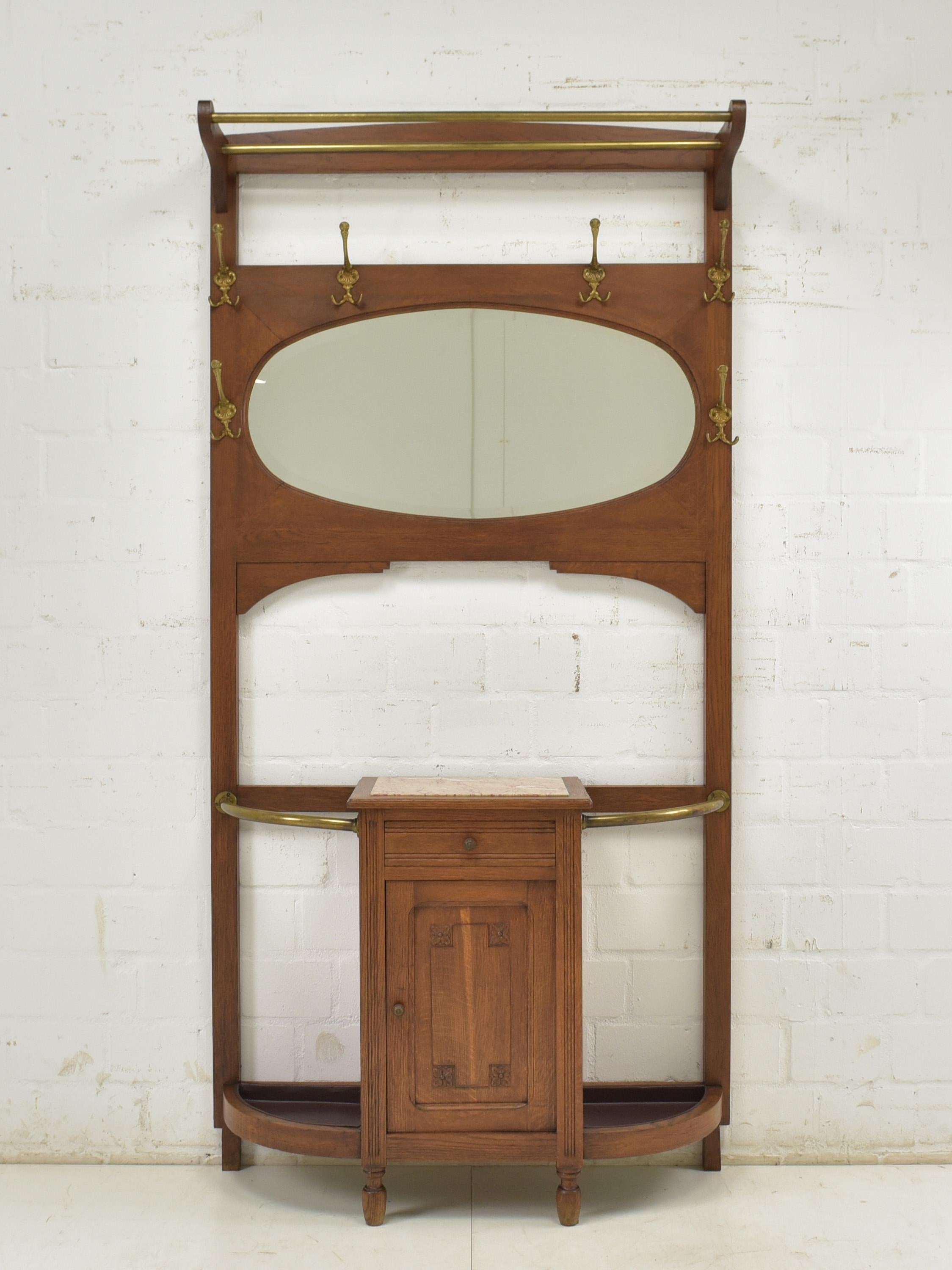Antique Restored Art Deco/Jugendstil Wardrobe / Coat Rack in Solid Oak ...