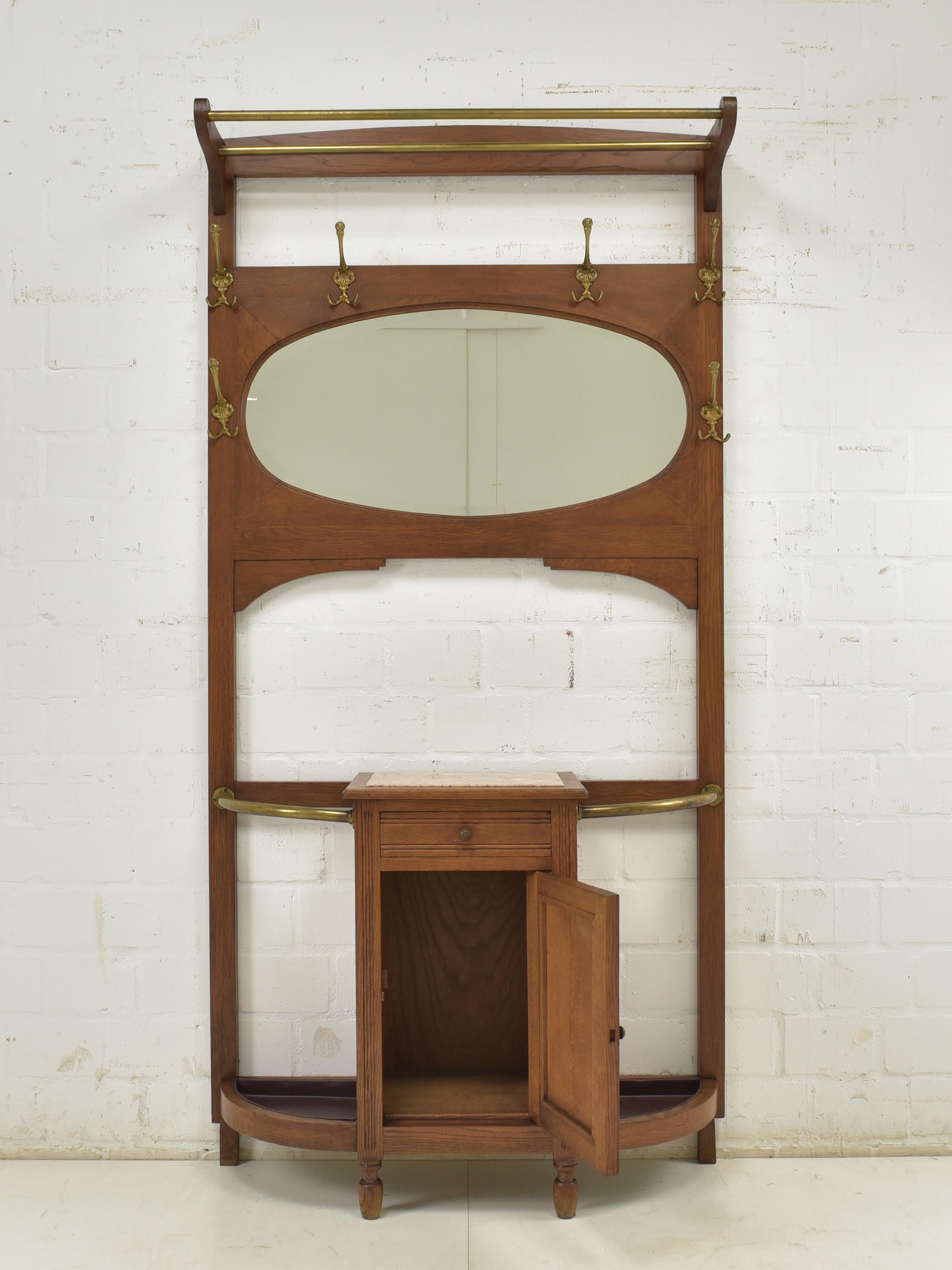 Antique Restored Art Deco/Jugendstil Wardrobe / Coat Rack in Solid Oak ...
