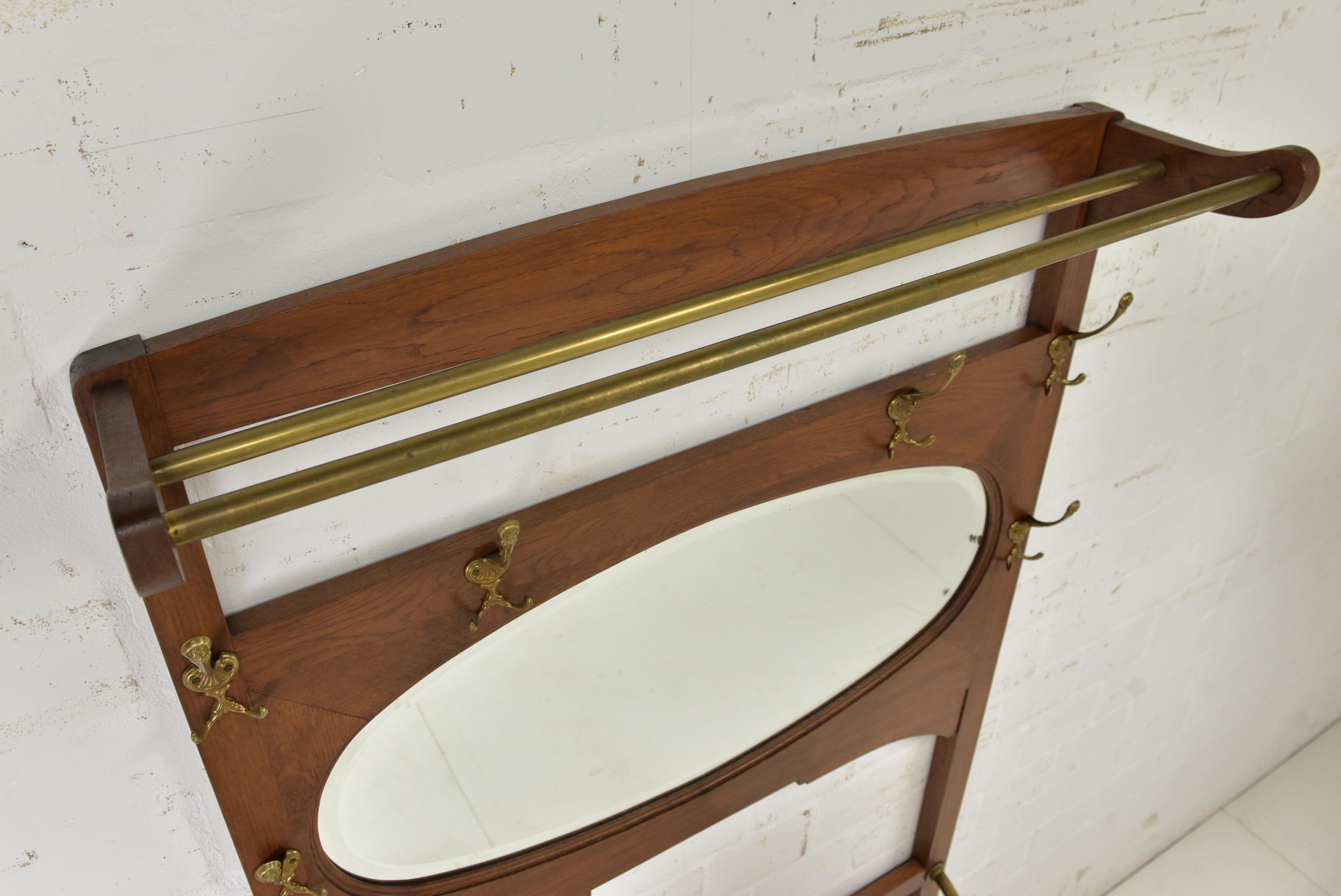 Antique Restored Art Deco/Jugendstil Wardrobe / Coat Rack in Solid Oak ...