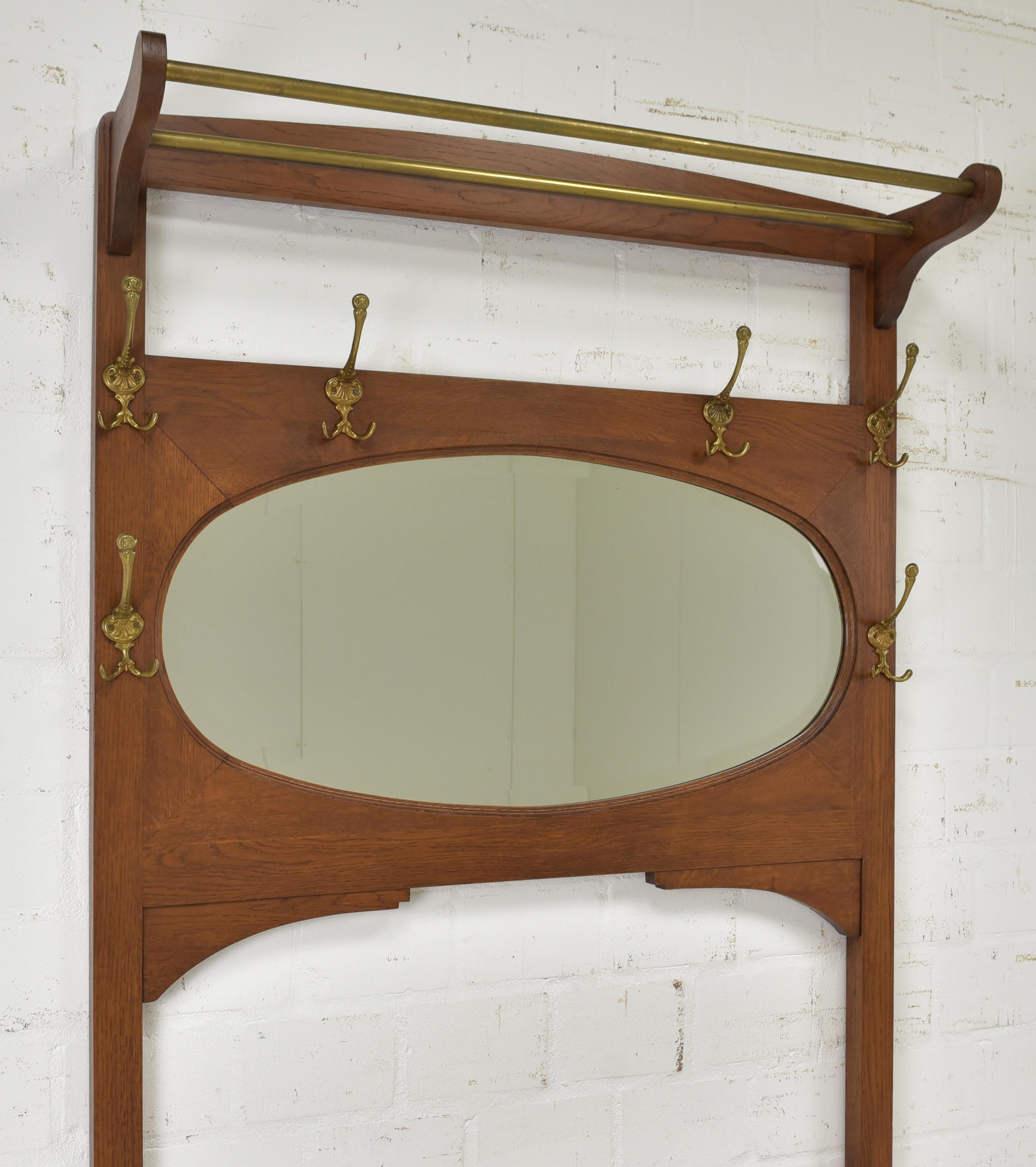 Antique Restored Art Deco/Jugendstil Wardrobe / Coat Rack in Solid Oak ...
