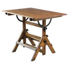 Vintage Hamilton Oak And Maple Adjustable Drafting Table at 1stDibs