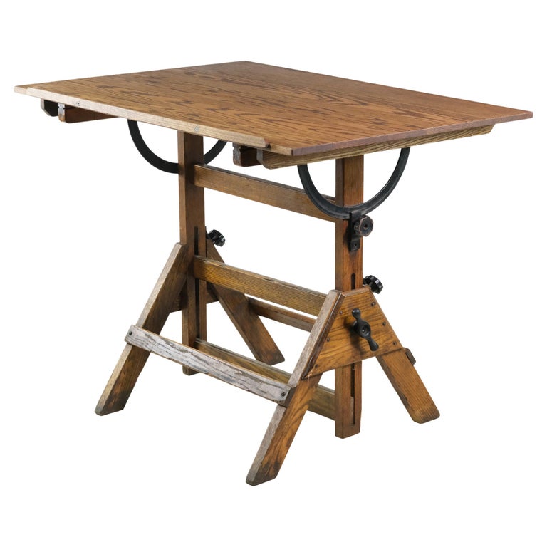 Antique Restored Hamilton Oak Architect's Drafting Table For Sale at ...
