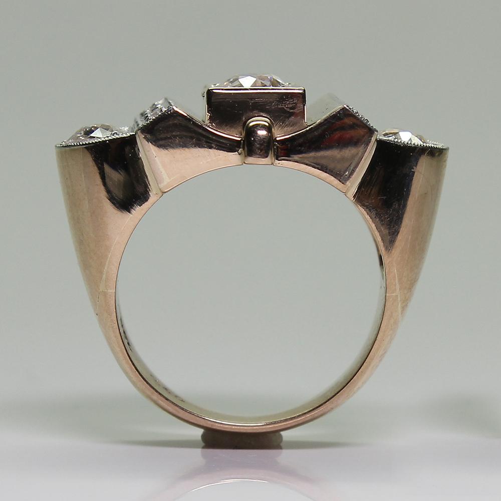 Antique Retro 18 Karat Gold Diamond Ring at 1stDibs