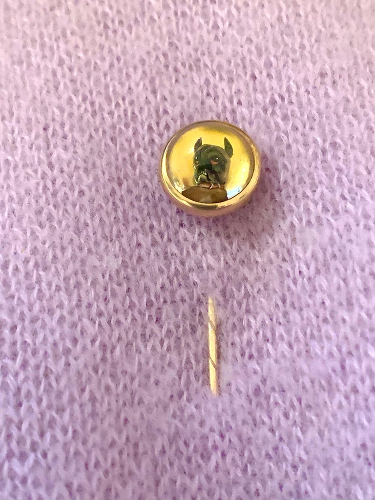 Antique Reverse Crystal Stickpin Tiepin Boxer Dog 14kt Red Gold Red Dog ...