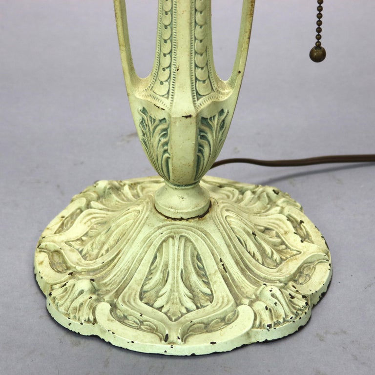 Antique Reverse Painted Pittsburgh Table Lamp with Molded Drapery Shade ...