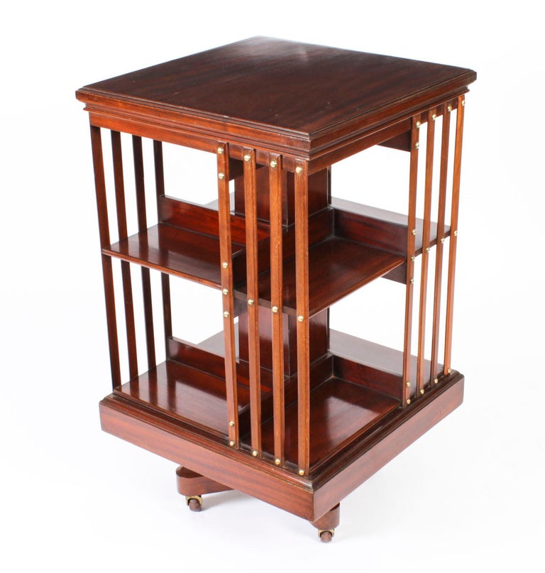 Antique Revolving Bookcase Flame Mahogany Early 20th Century at 1stDibs