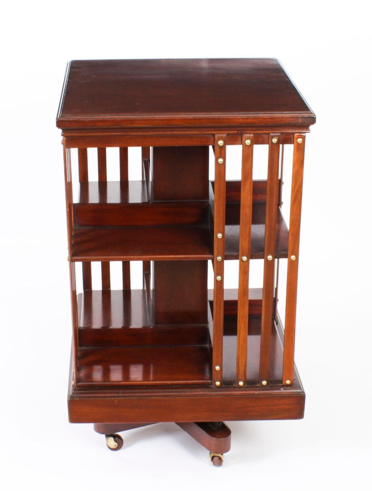 Antique Revolving Bookcase Flame Mahogany Early 20th Century at 1stDibs