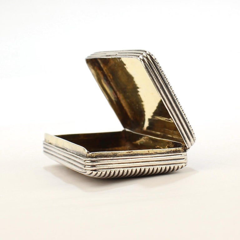 Antique Ribbed French Sterling Silver Snuff Box from the Mario Buatta ...