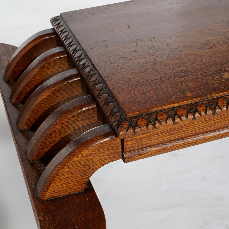 Antique RJ Horner School Carved Golden Oak Corinthian Library Table ...