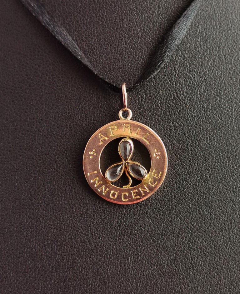 Antique Rock Crystal Shamrock Pendant, 9k Gold, April Innocence at 1stDibs
