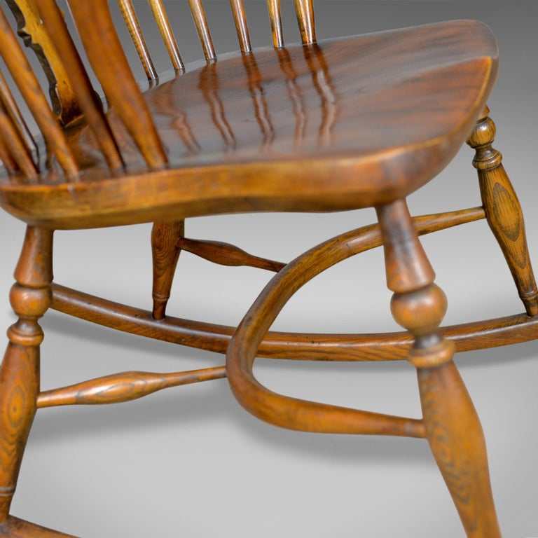 Antique Rocking Chair, English, Edwardian, Windsor Stick Back, Elbow ...