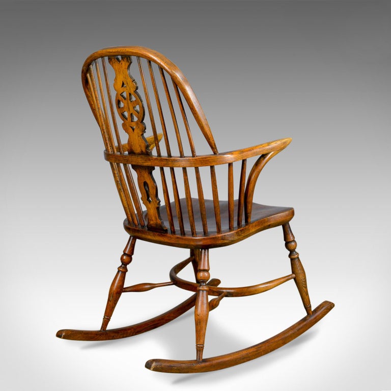 Antique Rocking Chair, English, Edwardian, Windsor Stick Back, Elbow ...